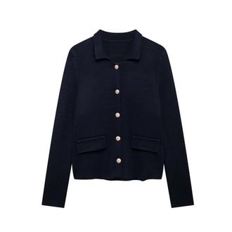 Generic Cardigan 2024 d&eacute;contract&eacute; &agrave; manches longues pour femmes, coupe d&eacute;contract&eacute;e, manteau tricot&eacute; &agrave; revers boutonn&eacute;, noir, taille L pour le quotidien, le t