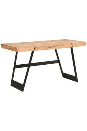 MID.YOU Mid.you Schreibtisch, Schwarz, Akazie, Holz, Metall, Akazie, vollmassiv, Holz, 1 Schubladen, rechteckig, U-Form, 140x76x65 cm