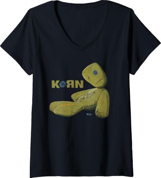 Korn Damen Korn Issues Doll T-Shirt mit V-Ausschnitt T-Shirt mit V-Ausschnitt