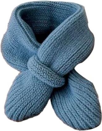Generic &Eacute;charpe en polaire pour enfants &Eacute;charpes tricot&eacute;es unies &Eacute;charpe chaude pour b&eacute;b&eacute; gar&ccedil;on fille 04Y Lapin Doudou avec foulard, bleu, taille unique