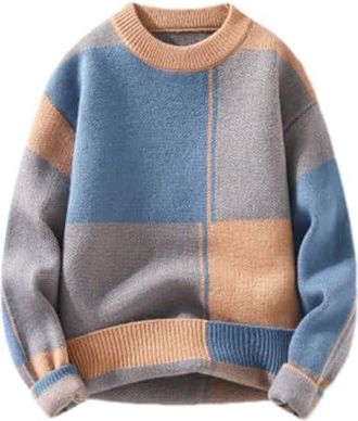 Generic Pull en Tricot Chaud &Agrave; Carreaux pour Hommes, Tendance, Ample, D&eacute;contract&eacute;, Confortable, &Eacute;pais, Grande Taille, Tendance Automne Et Hiver