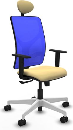 Piqueras y Crespo St&uuml;hle f&uuml;r Callcenter, mit 1D-Armen, h&ouml;henverstellbare Lendenwirbelst&uuml;tze und festes Kopfteil, ausgestattet mit 3 Positionen, Blau/Cremefarben