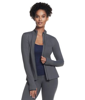 Skechers Damen Gowalk Mesh Jacket Cardigan Sweater, Asphalt