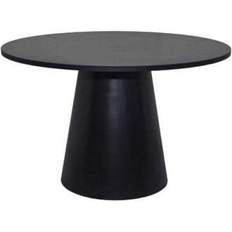 Oviala Skandinavischer runder Esstisch 120 cm in schwarzer Holzoptik