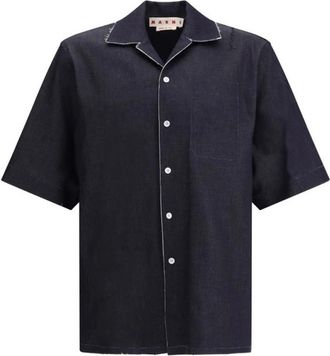 Marni Homme, Chemises, Noir, Taille: XL Chemise en Denim Col Cubain