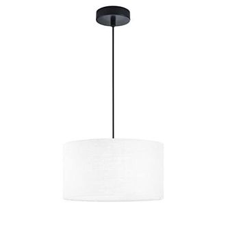 Fischer & Honsel | Pendelleuchte, Teramo | sandschwarz| Stoffschirm| wei&szlig; Leinen| D: 38,00 cm | Ausl. Decke: 150,00 cm| 3x E27 max. 40,0 Watt| 60953