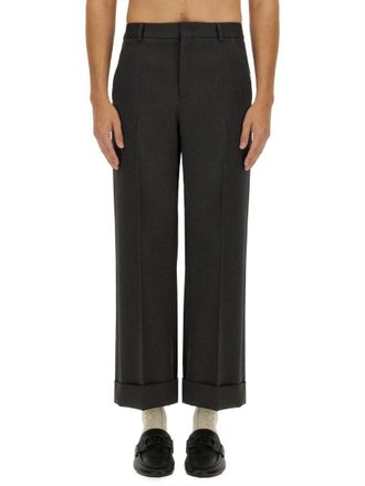Valentino Virgin Wool Grain De Poudre Trousers - Gray