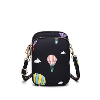 Generic Sac &agrave; bandouli&egrave;re pour t&eacute;l&eacute;phone portable, tissu Oxford imperm&eacute;able, mini sac &agrave; bandouli&egrave;re avec sangle r&eacute;glable, 17 x 11 x 5 cm, Noir 2, 28 X 12 X 9 