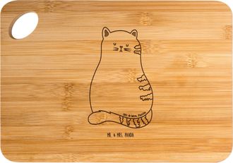 Mr. & Mrs. Panda Bambus - Schneidebrett Katze Sitzen - Geschenk, Schneidebrett Holz, Katzenfreund, Katzen, Küchenbrett, Mittelpunkt, Cat