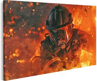 Islandburner Bild auf Leinwand Feuerwehr Einsatz mitten im Flammenmeer Bilder Wandbilder Poster