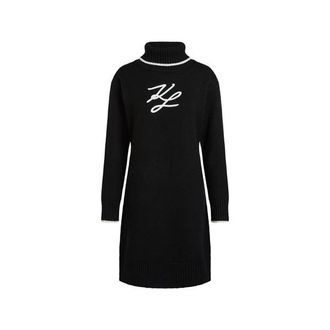 Karl Lagerfeld Robe droite col roul&eacute; en laine m&eacute;lang&eacute;e