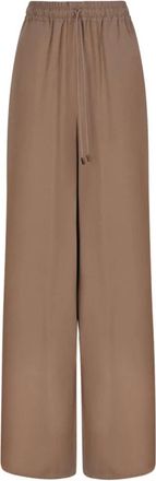 Max Mara Femme, Pantalons, Brun, Taille: 36 FR Pantalon large en soie lav&eacute;e