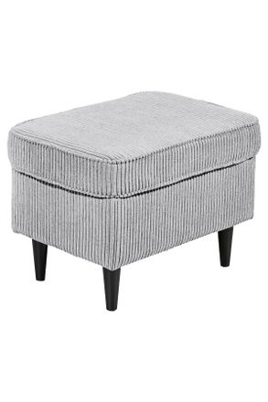 CARRYHOME Hocker, Hellgrau, Textil, Buche, massiv, rechteckig, 63x43x42 cm, Made in EU, Wohnzimmer, Hocker, Sitzhocker