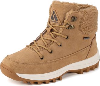 Mishansha Winterstiefel Damen Gefüttert Warm Winterschuhe Rutschfest Outdoor Frauen Schneestiefel für Trekking und Alltag Braun EU 37