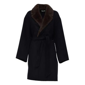 P.A.R.O.S.H. Mantel mit Pelzkragen - - Coats - Damen - Blau - M