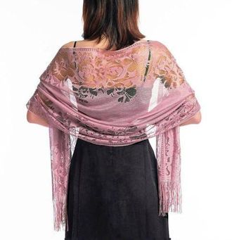 GFM &Eacute;charpe florale en dentelle pour mariage, soir&eacute;e, demoiselle dhonneur, bal (LCSCF), Lc-10-dglb-Dusky Pink Purple, Taille unique