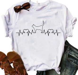 Keephen Maman Chat Maman Chien T-Shirts pour Femmes Patte de Chat Patte de Chien Impression 3D T-Shirt Manches Courtes Col Rond Animal de Compagnie Amoureux G