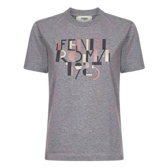 Fendi Graue Polos mit Roma 1925 Print - - Tops - Damen - Grau - M