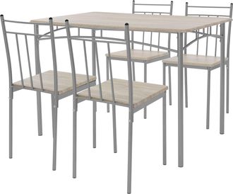 ML Design ML-Design Esstisch mit 4 St&uuml;hlen, Eiche hell, Essgruppe Set 5-TLG f&uuml;r 4 Personen, Holz, Esszimmerst&uuml;hle mit Metallbeinen, K&uuml;chentisch Set, Esszimmerga