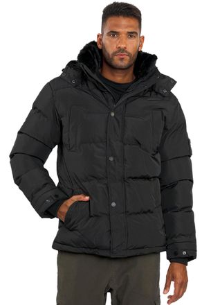 Alessandro Salvarini Herren Winterjacke (S-3XL) - Wasserabweisend, Abnehmbare Kapuze & Fellkragen, Steppjacke, Warme Jacke M&auml;nner - AS-326 Schwarz XXX-Large