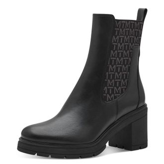 Marco Tozzi Damen Chelsea Boots aus Kunstleder mit Blockabsatz, Schwarz (Black Comb), 41 EU