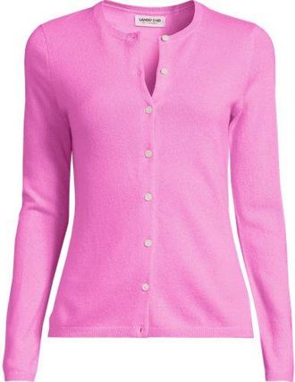 Lands End Kaschmir-Cardigan mit rundem Ausschnitt, Damen, Größe:48-50 regular, Pink, Kaschmir, by Lands End