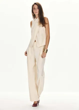 Mango Haut crois&eacute; ouvert &eacute;cru - Femme - XS - MANGO