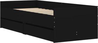 vidaXL Bett mit Schubladen Schwarz 75x190 cm Vidaxl