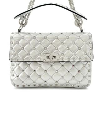 Valentino Garavani 2000-2017 mittelgro&szlig;e Rockstud Spike Satchel-Tasche aus Lammleder - Silber