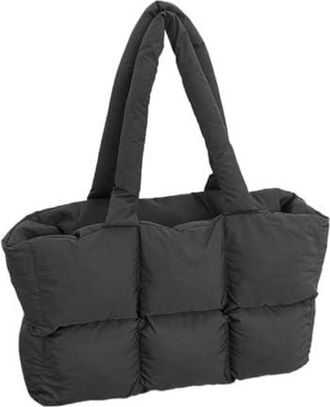 Generic Sac &agrave; bandouli&egrave;re rembourr&eacute; pour femme - Grande capacit&eacute; - Sac fourre-tout doux pour les trajets quotidiens, Noir, Taille unique