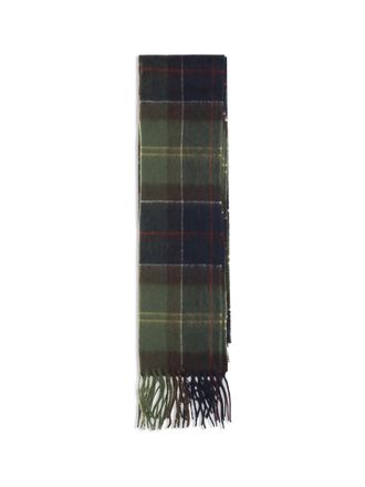 Barbour Womens Tartan Merino Wool Fringed Scarf Multicolour Scarfs