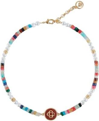 Casablanca Collier de perles en laiton plaqu&eacute; or