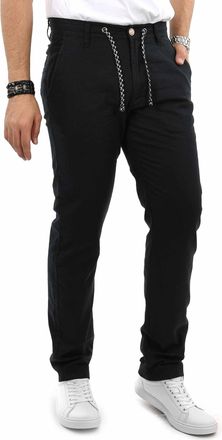 Indicode Herren Stoffhosen (S-5XL) Regular Fit Leinenhosen - 55% Leinen, 45% Baumwolle, Leichte, Atmungsaktive Hosen M&auml;nner - B798 Schwarz XXXXX-Large