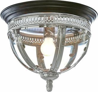 Loberon Wand- & Deckenlampe Toole, Stilvoll Verziert, Hochglänzendes Design, Deckenleuchte, Wandbeleuchtung, Eisen, Messing, Glas, silber/schwarz