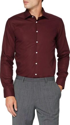 Seidensticker Herren Business Hemd Bügelfreies Hemd mit sehr schmalem Schnitt - X-Slim Fit - Langarm - Kent-Kragen, Bordeaux (49), 36