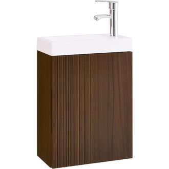 SoBuy Meuble Suspendu avec Lavabo, Gain de Place, Armoire de Salle de Bain avec Lavabo, Porte &agrave; Fermeture Douce, Meuble Salle de Bain avec Vasque, Ensemble