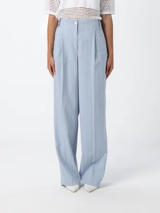 Twin-Set Pantalon droit en m&eacute;lange de viscose &agrave; rayures