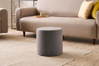 Atelier Del Sofa Stylish Anthracite Pouffe, 40 cm Diameter x 40 cm Height | Wooden Frame, 50% Cotton/50% Polyester, 32 DNS Foam | Easy Clean Fabric, Perfect for Modern