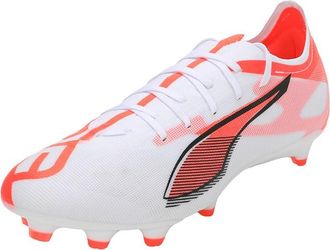 Puma Ultra 5 Match FG/AG, Unisex Fussballschuh, PUMA White-PUMA Black-Glowing RED