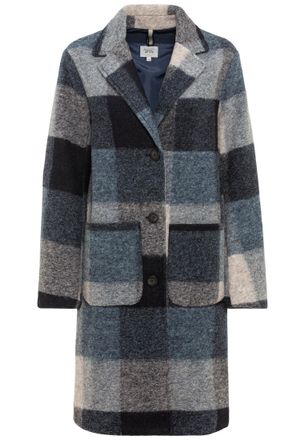 Camel Active Damen Wollmantel im Karomuster Blau, womenswear-42