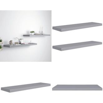 vidaXL Schwebende Wandregale 2 Stk. Grau 90x23,5x3,8cm mdf - Wandregal - Schwebende Regale - Grau - Wohnraumdeko - M&ouml;bel - Home & Living