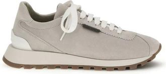 Brunello Cucinelli Femme, Chaussures, Gris, Taille: 39 EU Baskets rehauss&eacute;es de Monili