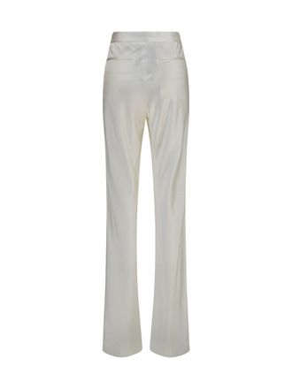 Tom Ford Womens Bias-Cut Polka-Dot Pants Off White Viscose; Silk Trousers
