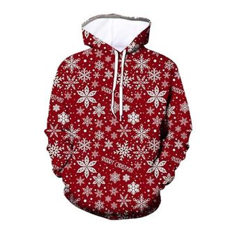 Generic Sweat à capuche de Noël pour homme - Motif graphique 3D - Décontracté - Fêtes de vacances - Avec poche - Vêtements pour adultes - Manches longues, ros