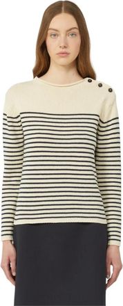 Max Mara Femme, Pulls, Multicolore, Taille: 40 FR Pull ras du cou avec boutons d&eacute;coratifs aux &eacute;paules