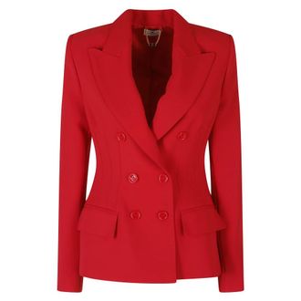 Elisabetta Franchi Femme, Vestes, Rouge, Taille: 42 FR Blazer &agrave; revers pointus et double boutonnage