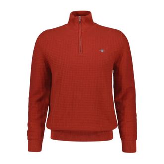 GANT Homme, Pulls, Rouge, Taille: M Top &agrave; Demi-Zip Textur&eacute; en Coton