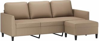 vidaXL Vidaxl - Canapé à 3 places avec repose-pieds Cappuccino 180cm Similicuir