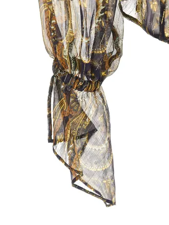 Etro Paisley Metallic Printed Silk Shirt - Beige