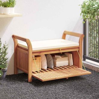 vidaXL Vidaxl - Garten-Truhenbank mit Kissen 91 cm Massivholz Akazie